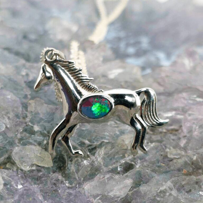 Bucephalus Lightning Ridge Doublet Opal 0.2g in S925 Silver Necklace ...