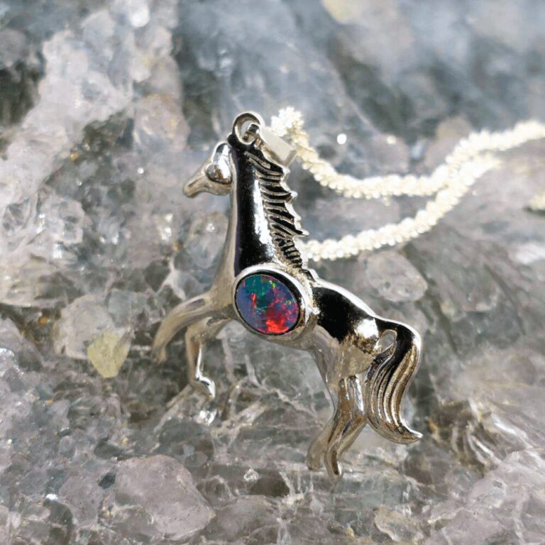 Bucephalus Lightning Ridge Doublet Opal 0.2g in S925 Silver Necklace ...