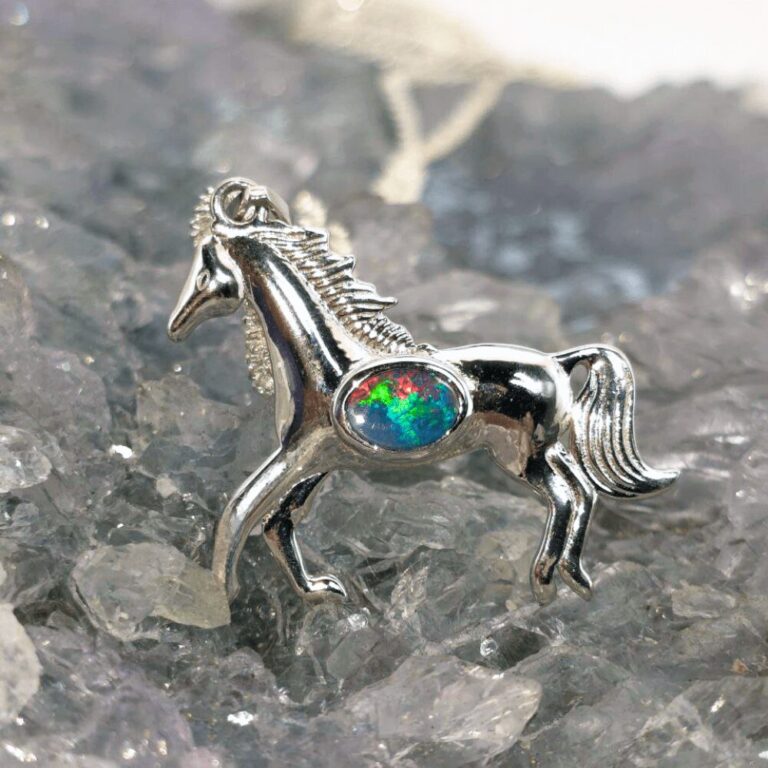 Bucephalus Lightning Ridge Doublet Opal 0.2g in S925 Silver Necklace ...