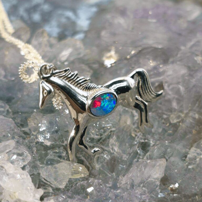 Bucephalus Lightning Ridge Doublet Opal 0.2g in S925 Silver Necklace ...